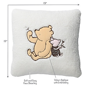 Lambs & Ivy Storytime Pooh Soft Faux Shearling Nursery Throw Pillow - Cream