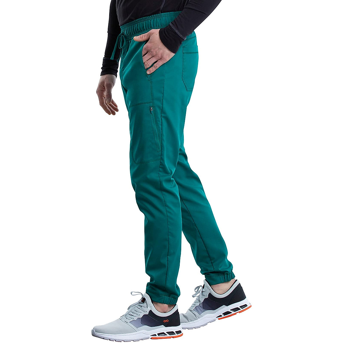 Cherokee Men Scrubs Pant Natural Rise Jogger with Zip Cargo Pocket WW012, XS, Hunter