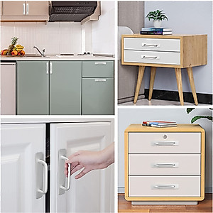 Self-Stick Instant Cabinet Drawer Handles Door Adhesive Handles,2pcs Aluminum Kitchen Cabinet Drawer Pull Handle with Adhesive Sticker,Perfect for Any Furniture Handle DIY (Silver, Small (5.83"))