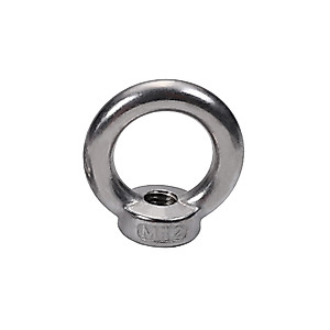 Aicosineg 4Pcs 304 Stainless Steel Eyebolts M12 Female Thread Ring Shoulder Metric EyeNuts Fastener Round Shape Lifting Eye Nut Fastener for Industrial Cables Rope Fitting Marine Silver Tone