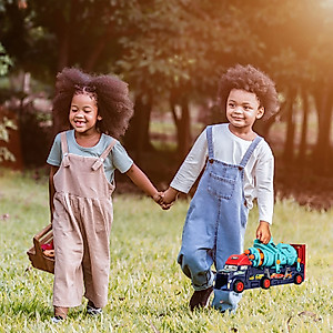 Car Carrier Truck Toys for Kids, Kids Transport Truck Carrier Toys for Boys, 4 in 1 Gatling Gun Catapult Speed Car with 8 Launch Alloy Truck, Ideal Gift for Boys for Kids Aged 3+…