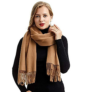 MARUYAMA Cashmere Stole, 100% Cashmere, Gorgeous & Natural, Satisfactry Large Scarf, Wrap, 78.7x27.5 in, 11.3 oz, # K0101 (Camel)