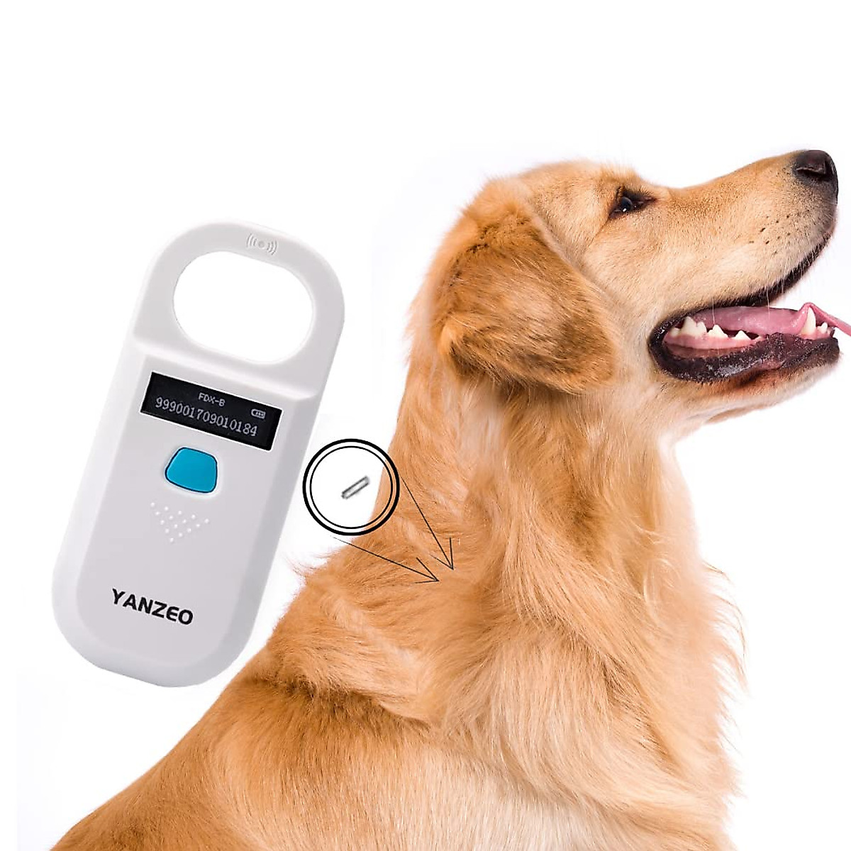 Yanzeo Pet Microchip Reader, RFID EMID Animal Handheld Reader,134.2 Pet ID Scanner Rechargeable Animal Chip Registration, Pet Tag FDX-B(ISO 11784/11785) (AR180)