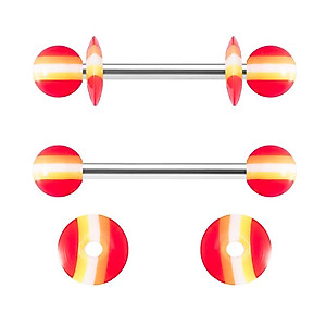 Memsion 316L Surgical Stainless Steel Tongue rings 14G Hypoallergenic Tongue Ring Acrylic Nipple Barbell Tongue Piercing Pack 12pcs Mix Colors Tongue Piercing Jewelry for Women Men