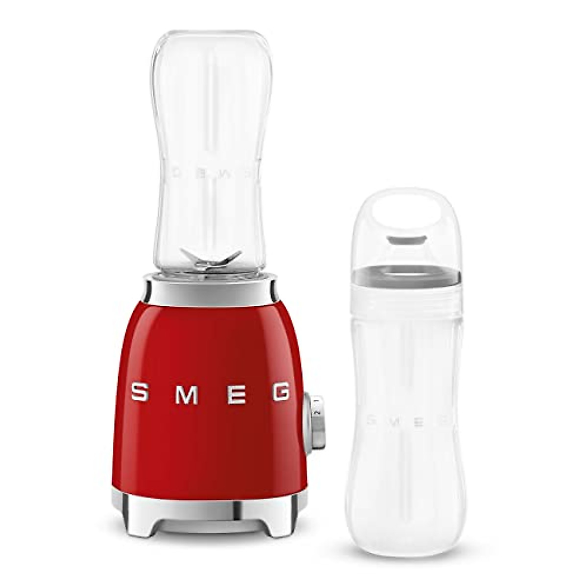 SMEG 50's Retro Style Personal Blender with Backlit Knob and Two 600 ML BPA Free bottles PBF01RDUS Red