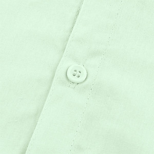 Men Linen Button Up Dress Shirt Long Sleeve Casual Cotton Beach T Shirts Stand Collar Solid Color Summer Yoga Tops (Light Green,X-Large)