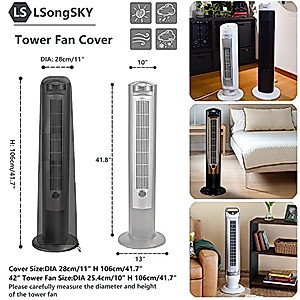 LSongSKY Tower Fan Cover, Waterproof And Dustproof Fan Cover, Suitable For Most Indoor Or Outdoor Portable Electric 42 "Oscillating Tower Fans, 10 x 10 x 42 inches,Black