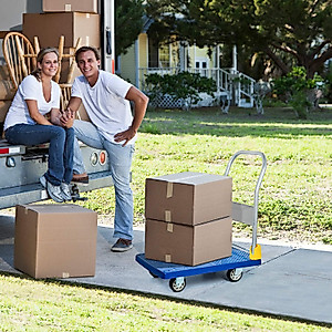 Platform Truck with 440lb Weight Capacity and 360 Degree Swivel Wheels, Foldable Push Hand Cart for Loading and Storage, Blue