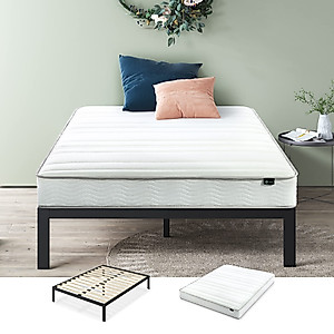 ZINUS 8 Inch Foam and Spring Mattress and Mia Platform Bed Frame Set / Bed and Mattress Set / No Box Spring Needed / Mattress in a Box, Queen
