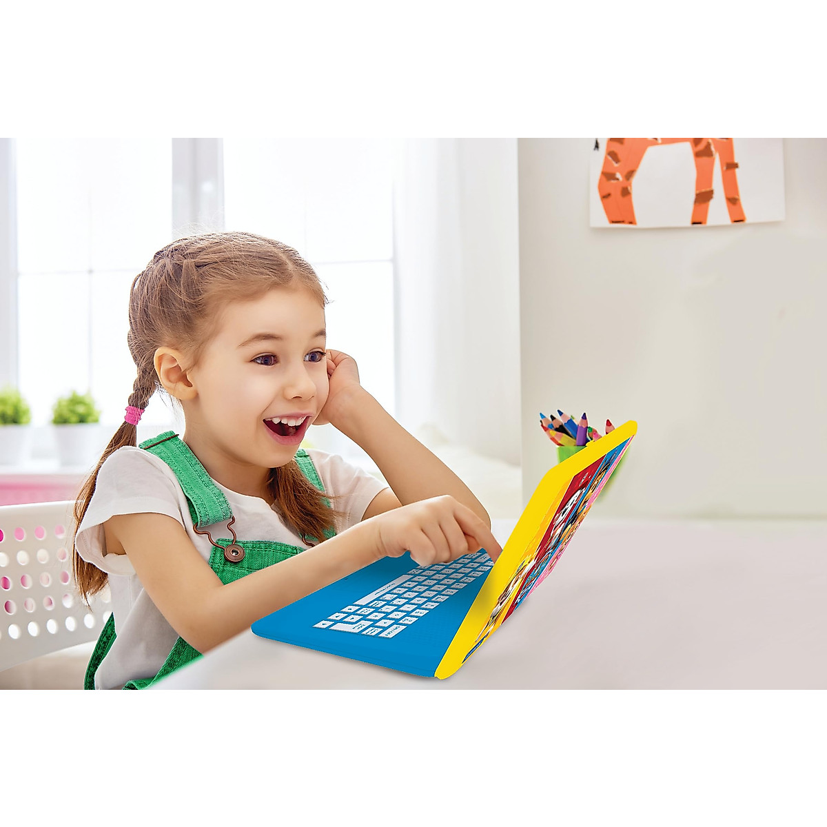 LEXiBOOK - Paw Patrol - Bilingual and Educational Laptop English/Spanish - Toy for Children, 170 Activities to Learn, Play Games and Music, Large Screen - JC599PAi2, Blue / Yellow