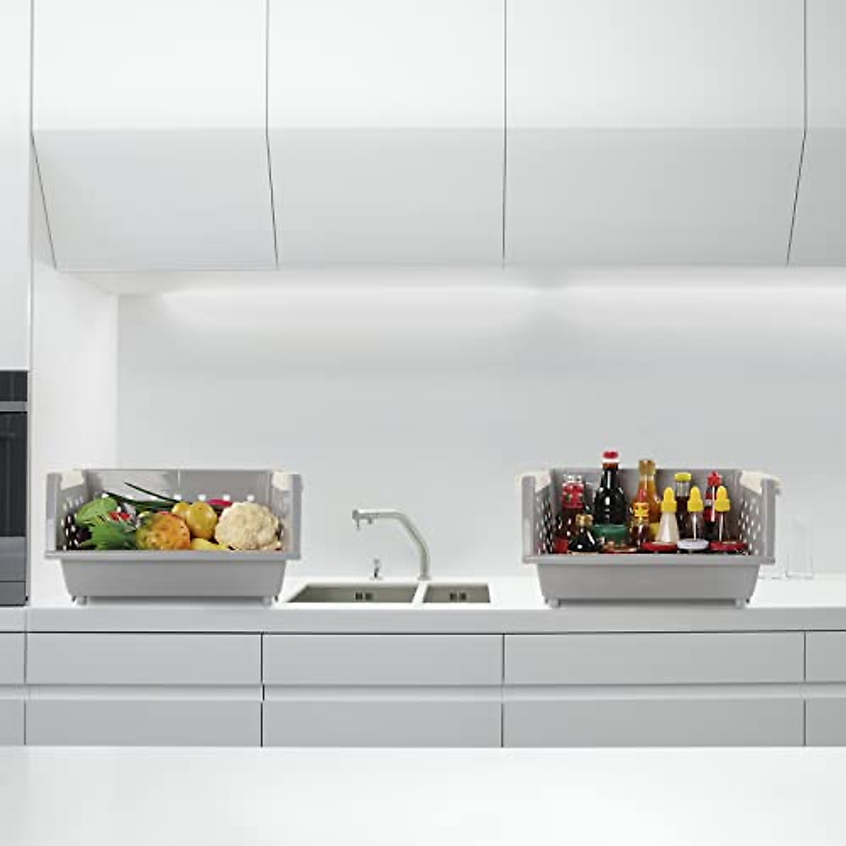 Joyeen 3-pack Stackable Organizer Basket Bins, Plastic Stacking Storage Basket