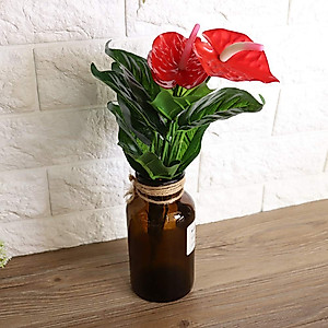 Mumusuki Artificial Flower Bouquet Plastic Artificial Plant Fake Red Anthurium Flowers Bouquet Wedding Home Garden Decor