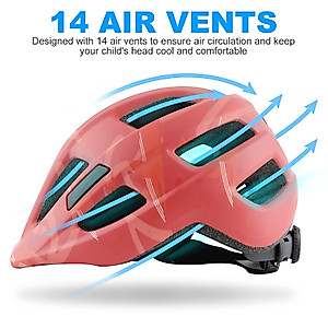 Kids Bike Helmet for Ages 1-8 Years, Adjustable Toddler Boys and Girls Helmets, Lightweight Child Infant Bicycle Cycling Scooter Sports Helmet XS, 48-50cm, Red Whale