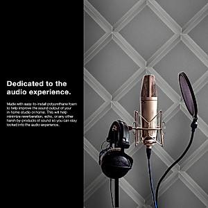 Fstop Labs Acoustic Foam Panels, 12 Pack Grey 2" X 12" X 12" Mushroom Studio Wedge Tiles, Sound Panels Sound Proof Foam Panels Sound Proofing Padding For Wall