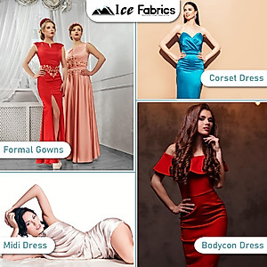 4 Way Stretch Silky Spandex Satin Fabric by The Yard - 60" Wide Shiny Satin Spandex Fabric for Dresses, Active Wear, Yoga Pants, Table Cloth - Thick and Heavy Spandex Fabric - Black - 1 Yard