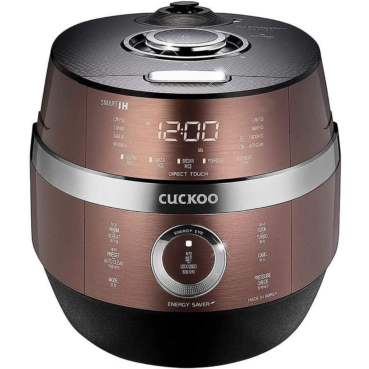 CUCKOO CRP-JHR1009F | 10-Cup (Uncooked) Induction Heating Pressure Rice Cooker | 19 Menu Options, Auto-Clean, Voice Guide, Made in Korea | Copper