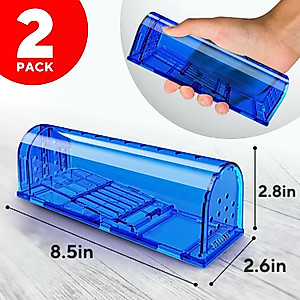 Humane Mouse Traps for Indoor, Home & Outdoor - Pack of 2 Reusable, Catch and Release Mouse Mice Traps - No Kill, Easy Set, Safe for Your Kids & Pets - Instantly Remove Unwanted Rodents from Your Home