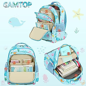 CAMTOP Backpack for Kids Girls Boys Preschool Backpacks with Lunch Box Toddle Kindergarten BookBag Set for Age 3-8 (Ocean World)