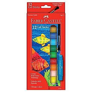 Faber-Castell Gel Sticks - 12 Twistable Watercolor Crayons for Kids with Brush - Watercolors for Kids