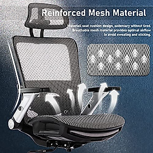 Ergonomic Mesh Office Chair with Footrest, High Back Computer Executive Desk Chair with Headrest and 4D Flip-up Armrests, Adjustable Tilt Lock and Lumbar Support-Grey
