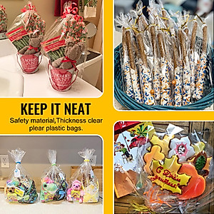 MORIDA 200pcs 5X7 inch Cellophane Bags Cellophane Treat Bags Clear Gift Bags Cake Pop Bags Candy Bags Cello Bags for Party Favors Goodie Favor Bakery Cookie with 5" Twist Ties