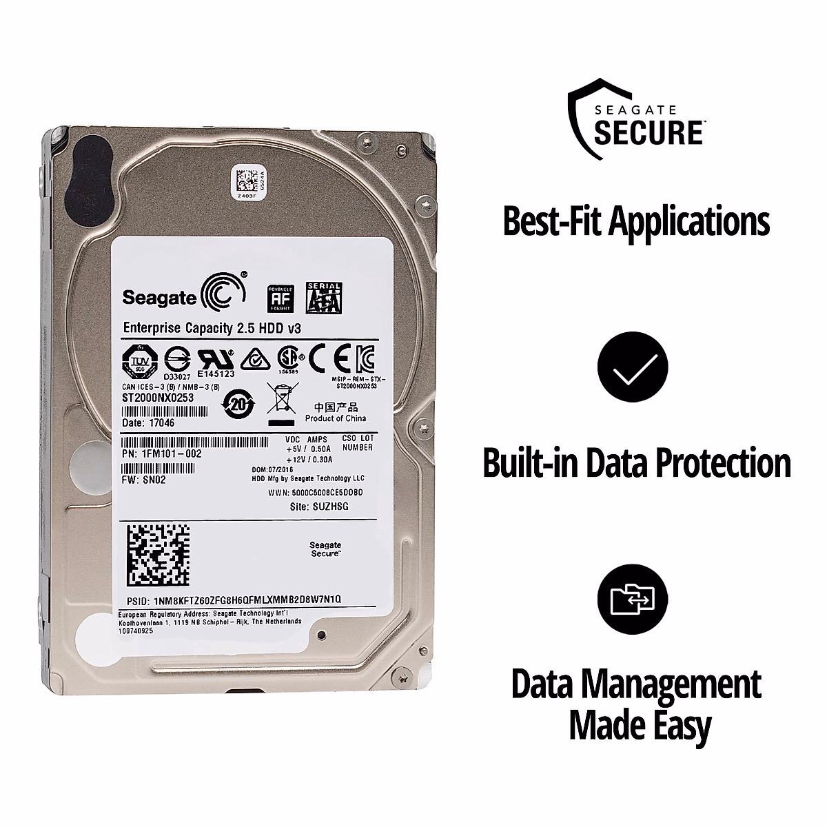Seagate Enterprise Capacity 2.5 2TB 7200RPM SATA 6Gb/s 2.5-Inch Hard Drive (ST2000NX0253)