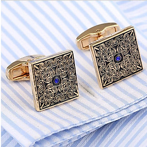 Vintage Celtic Cufflinks Luxury Blue Cubic stone Gold tone Cuff links YW19