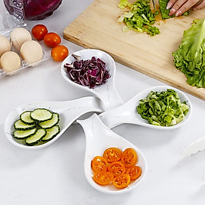 Spoon Rest for Stove Top, Ceramic Spoon Holder, Spoon Rest for Kitchen Counter, White Marble Coffee Spoon Rest, Heat-Resistant Cooking Utensil Rest for Ladles, Spatula, Tong, ANTIS'S HOME