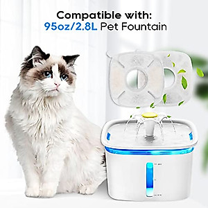 MyfatBOSS 16 Pack Cat Water Fountain Filter, 8 Pack Replacement Filters & 8 Pack Replacement Pre-Filter Sponges Fit for 95oz/2.8L and 67oz/2L Automatic Pet Cat Water Fountain Dog Water Bowl Dispenser