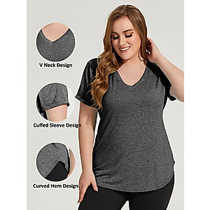 FOREYOND Plus Size Workout Tops for Women Short Sleeves Shirts Sport Tee Clothing Loose Fit Athletic Yoga Running Summer Shirts