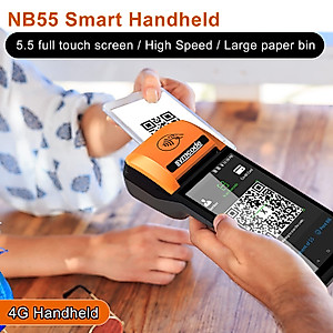 symcode POS PDA Receipt Printer 58mm High Speed Thermal Printer with Android 12 5.5’’ Touch Screen.with Lanyard, Removable Battery Logistics Mangement NFC.2G.3G.4G WiFi 3GB Ram+16GB ROM