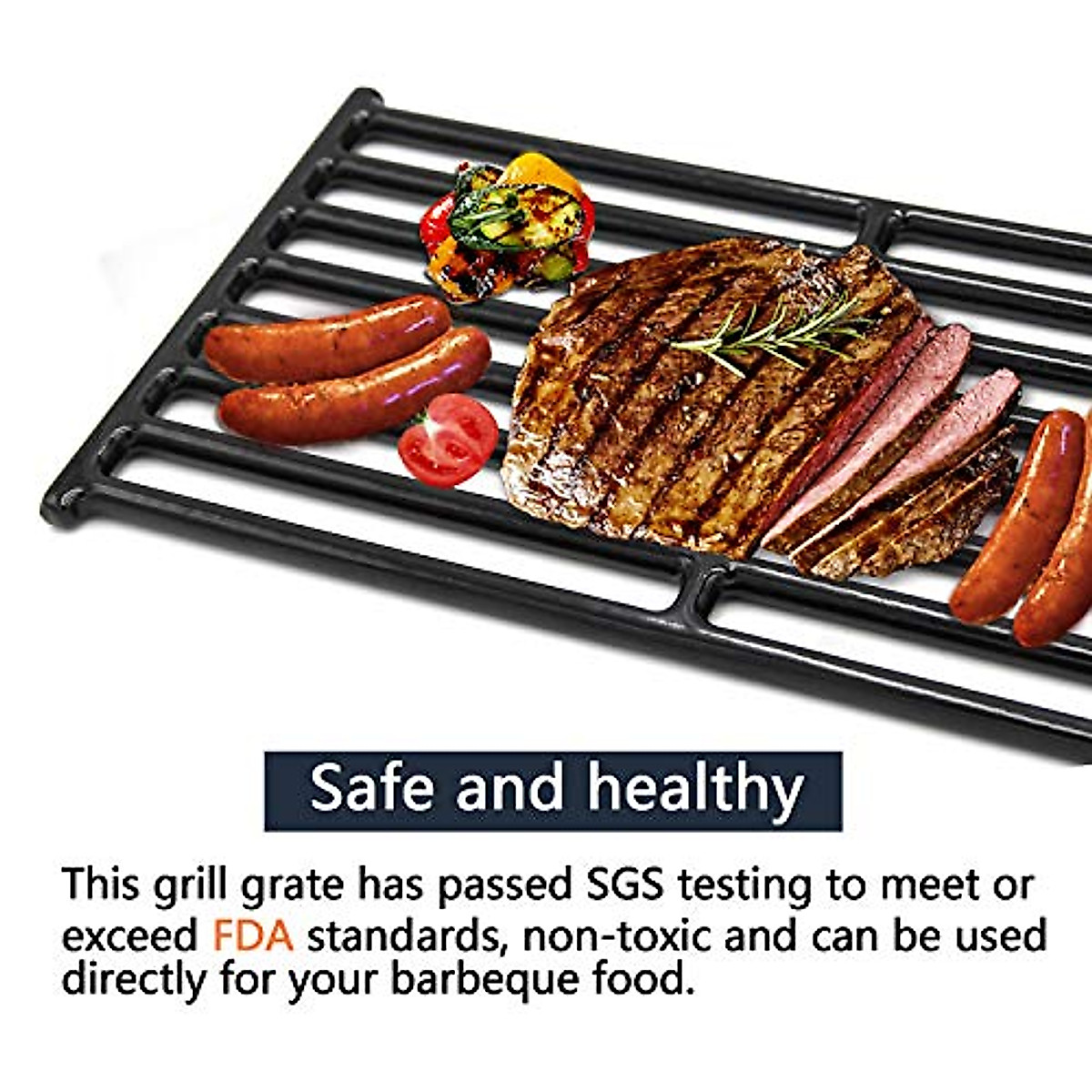 Hongso 17 3/8" Porcelain Polished Cast Iron Cooking Grates Replacement for Broil-Mate, Broil King 9625-67, 9625-84, Baron 320, Baron 340, Baron 440, Huntington and Sterling, PCB005, 4Pcs