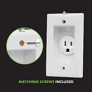 TOPGREENER Recessed Single Receptacle Outlet with Clock Hanger Hook, Tamper-Resistant, Size 1-Gang 4.48" x 2.76", 15A 125V, TG115R31, White