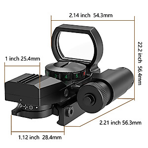 Feyachi RSL-18 Reflex Sight - 4 Reticle Red & Green Dot Sight Optics with Integrated Red La-ser Sight Less Than 5mW Output