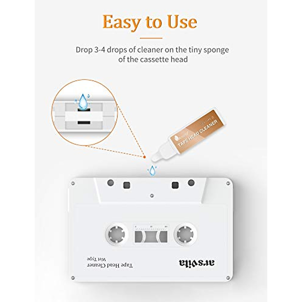 Arsvita Audio Tape/Cassette Head Cleaner with 3 Cleaner Solutions