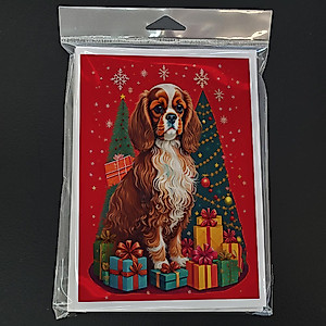 Caroline's Treasures DAC3066GCA7P Cavalier Spaniel Holiday Christmas Greeting Cards Pack of 8 Blank Cards with Envelopes Whimsical A7 Size 5x7 Blank Note Cards