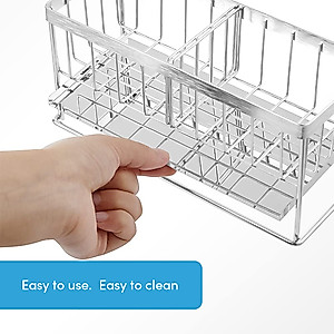 Home Spirit Sink Caddy Organizer Countertop For Kitchen, Bathroom, Sponge Holder, Soap, Brush, Bottle Storage Gadget, Angled Drain Tray, Adjustable Divider…