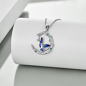 AOBOCO Sterling Silver Hummingbird Necklace Embellished with Crystals from Austria,hypoallergenic Pendant gifts, Anniversary Birthday Jewelry Gifts Present for Women (A Hummingbird Necklace)