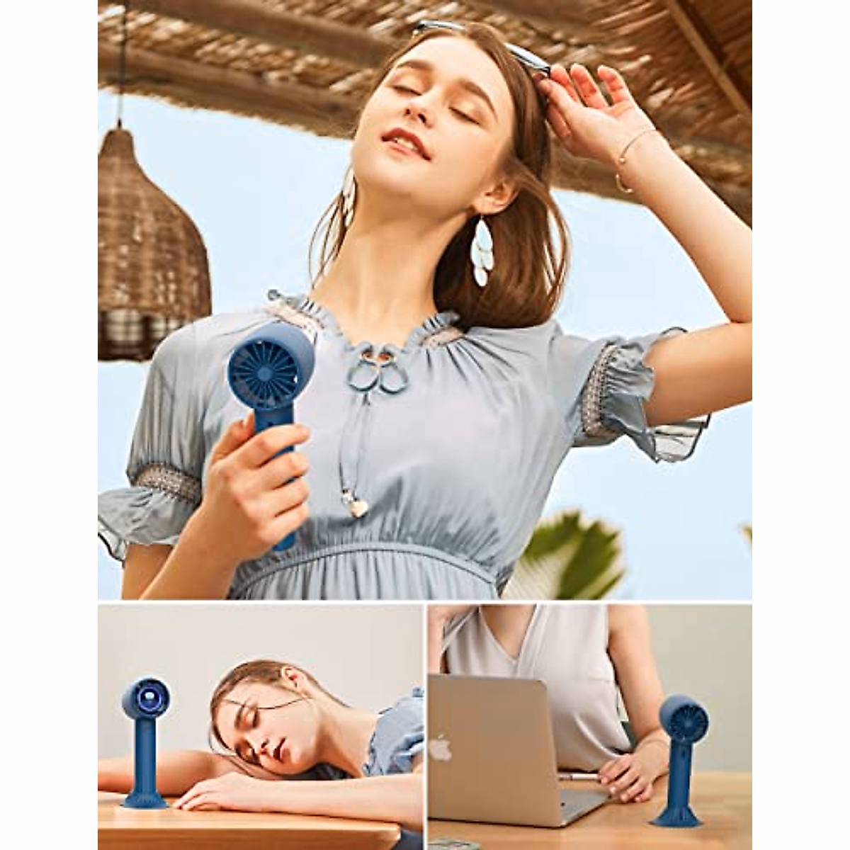 KENSUKA Portable Handheld Fan with Aromatherapy HA1, Personal USB Rechargeable Mini Turbo Fan with 3 Speed Adjustable and Desk Base, Pocket Hand Fans for Women, Travel, Makeup, Outdoor, Indoor.