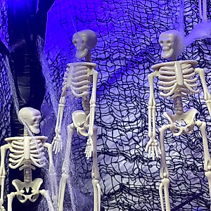 MUXIUNT 16 Pcs Halloween Mini Skeleton Figurine Decoration,6”Halloween posable Skeleton Decor,Small Plastic Skeleton Figure for Halloween Spooky Home Decor Haunted House Decorations Party Favors