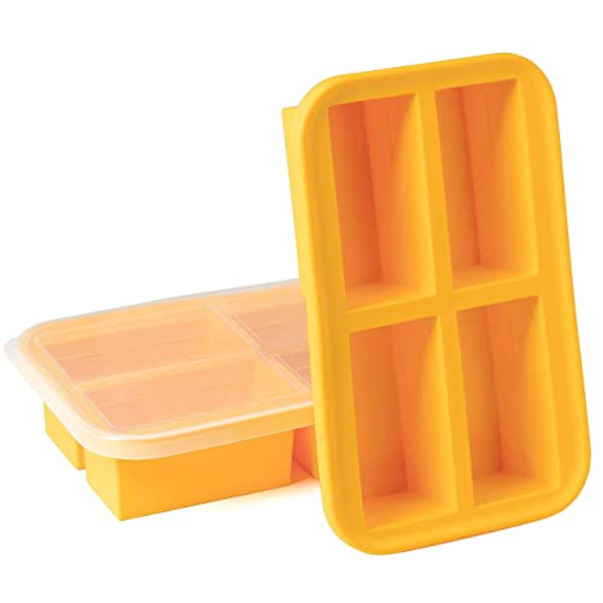 (2 Pack) Silicone Soup Freezer Molds With Lids & Measurement Lines, Makes 1 Cup Portions, Food Freezing Storage Containers, Soup, Pasta Sauce, Broth. Large Ice Cube Trays & Food Freezer Molds (2 Pack)