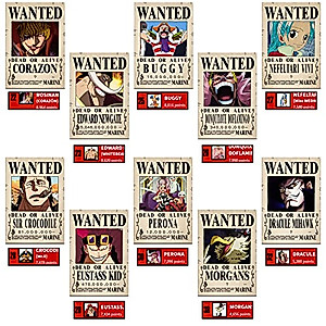 Looyat 30 Pcs Poster, 29cm*20cm Wanted Poster Including Popular Ranking Characters Bright