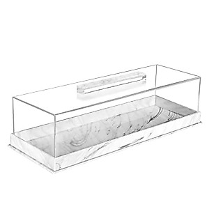 Rectangle Cake Tray with Lids, Clear Pastry Display Case, Dessert Holder Tray, Cake Stand, Cookie Display, Marble Pattern Plastic Cake Platter with Lucite Cover, Pastry Base