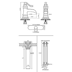 Waterfall Bathroom Faucet Oil Rubbed Bronze Sink with Pop Up Drain Stopper Faucets Single Hole Rustic Vanity Farmhouse Overflow One Handle Bath Black Commercial Assembly Lead-Free by Homevacious