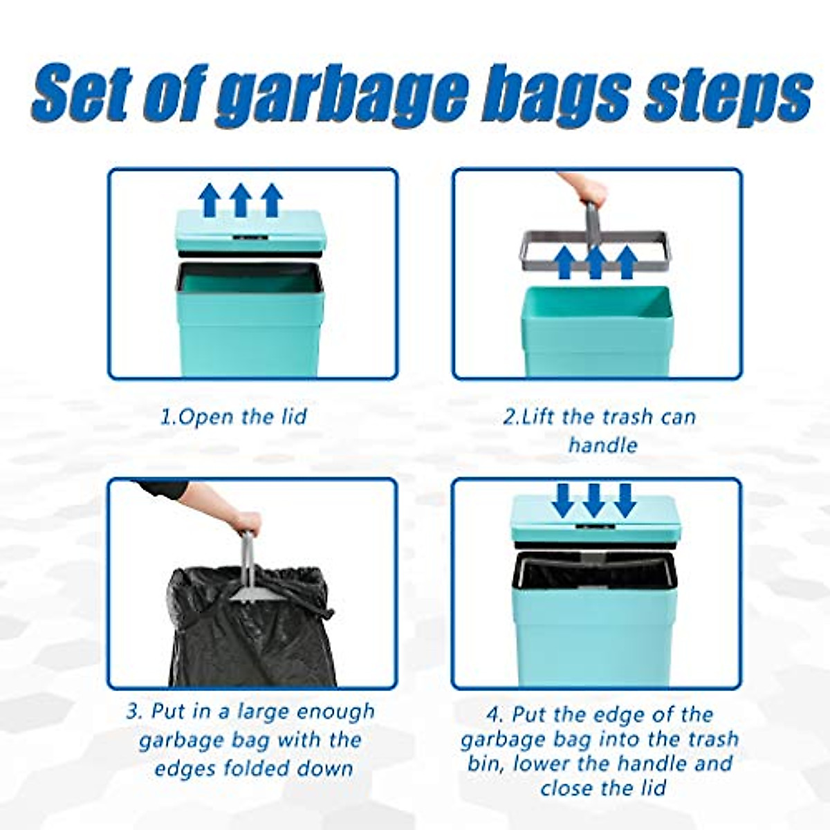 13 Gallon Trash Can Plastic Kitchen Trash Can Automatic Touch Free High-Capacity Garbage Can with Lid for Bedroom Bathroom Home Office 50 Liter Blue