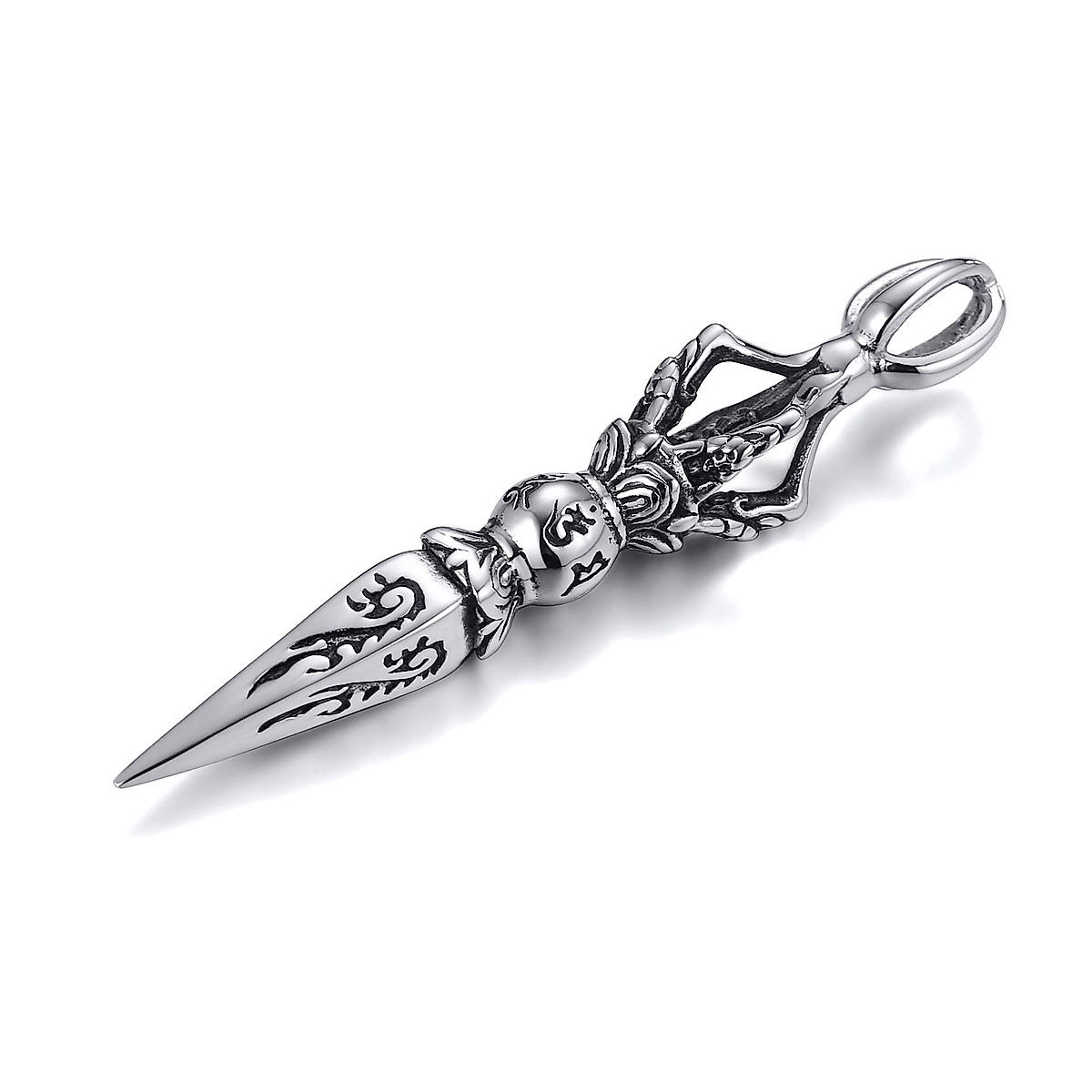 AIKESIWAI Evil warding off pendant Titanium steel pendant, Necklace for men,Falling magic pestle pendant, sacred object for warding off evil spirits (Silver)