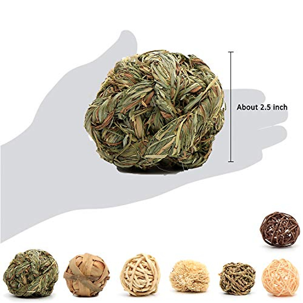 Youngever 7 Pack Small Animal Activity Toys, Assorted Rabbit Balls, Chewable Teething Activity Toys for Bunny, Rabbit, Hamster, Guinea Pig