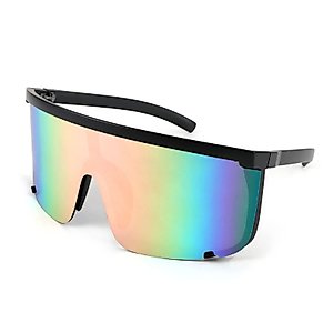 Karsaer Vision Shield Sunglasses for Men Women Oversized Neon 80s 90s Visor Shades Sports Style Outdoor Cycling Ski
