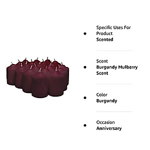 Burgundy Mulberry Scented Votive Candles - 15 Hour Long Burn Time - Textured Finish - Box of 20