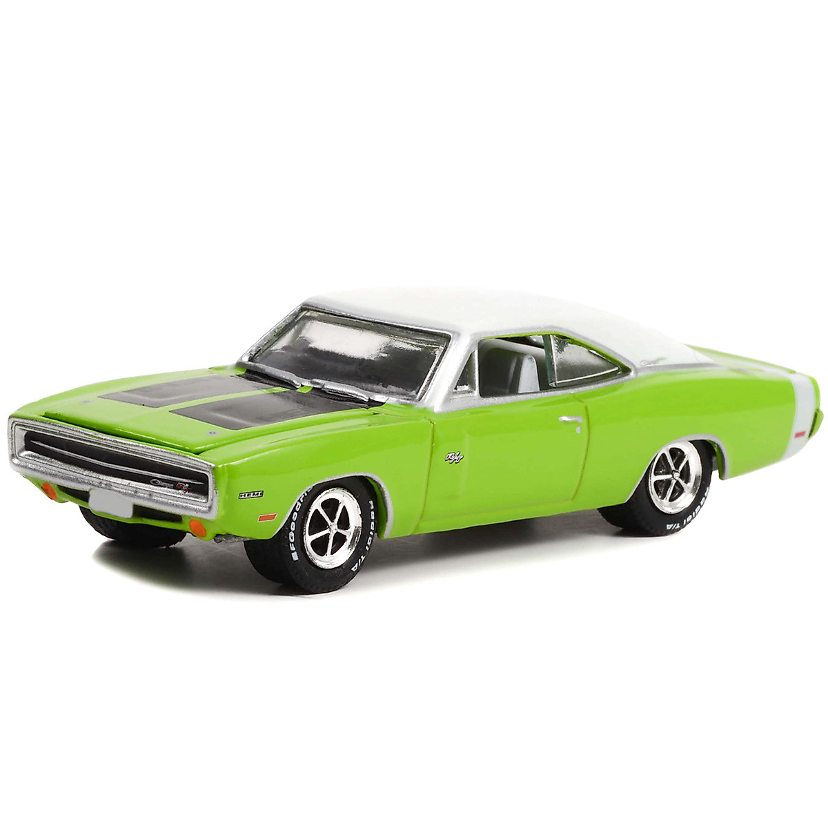 Toy Cars 1970 Charger HEMI R/T Sublime Green w/White Roof & White Tail Stripe (Lot #777) Barrett-Jackson Series 10 1/64 Diecast Model Car by Greenlight 37260 E
